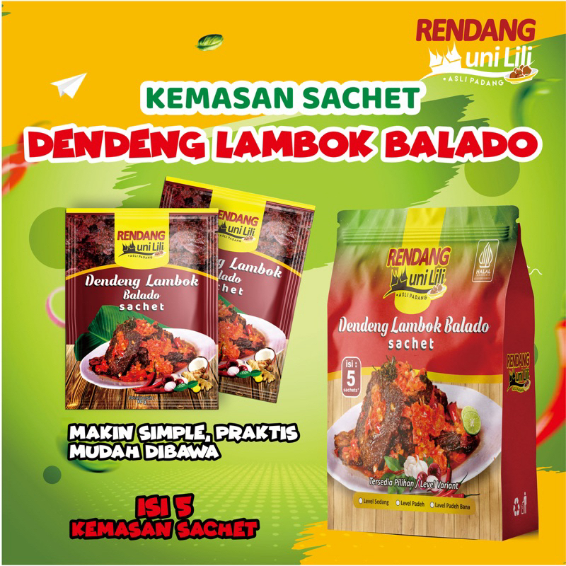Jual DENDENG LAMBOK BALADO SACHET 90gr ASLI PADANG UNI LILI - MD BPOM ...