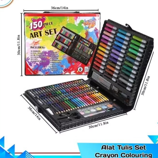 Jual Alat Mewarnai 150 Pcs / Alat Tulis Set Crayon Colouring / Art Set ...