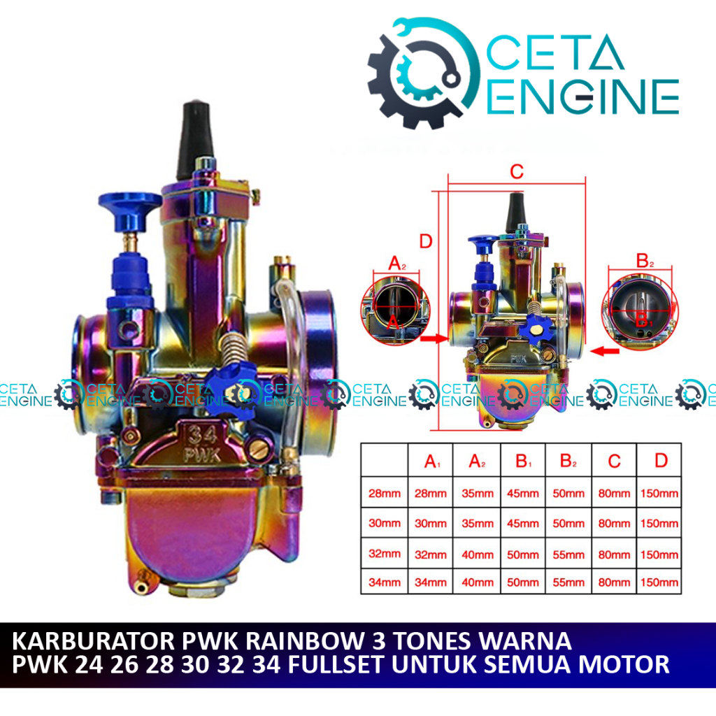 Jual KARBURATOR PWK 32 PELANGI SERIES RAINBOW SIX ORIGINAL MADE IN ...