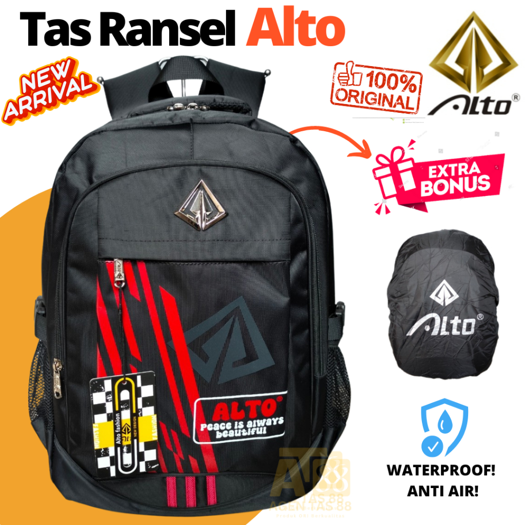 Jual Tas Sekolah Alto-Ringan & Tahan Air, Desain Ergonomis, Muat Laptop 14 Inch, Cocok untuk ...