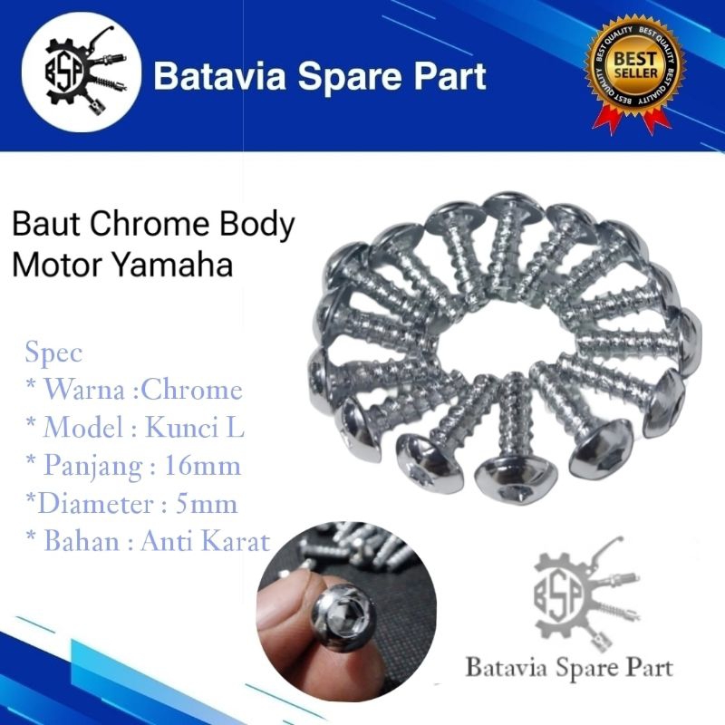 Jual Baut Body Motor 5x16 Chrome Model Kunci L.Yamaha Universal Matic ...