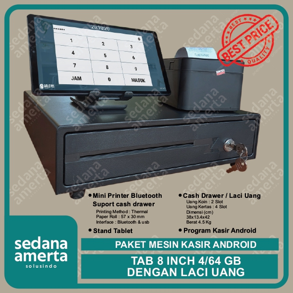 Jual Paket Mesin Kasir Android POS Tablet/Tab 8 Inch 4/64 GB - PAKET ...