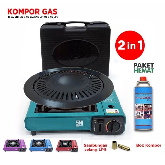 Jual PAKET Kompor prtable | Barbeque/BBQ Set Kompor Portable free Tas + BBQ Grill plate | Shopee ...