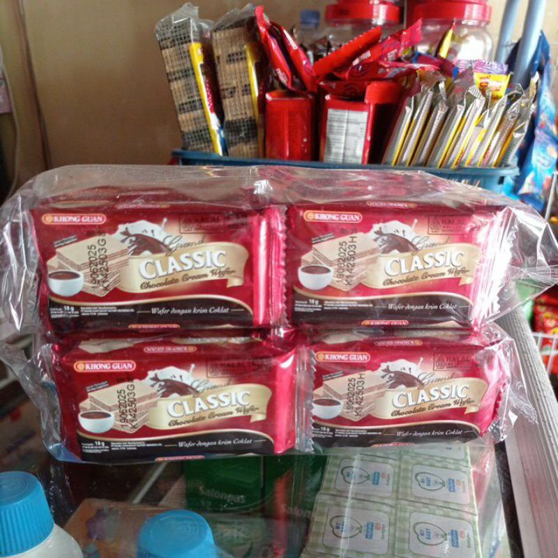 Jual KHONGGUAN WAFER CLASSIC renceng isi 10pcs 18gr/ wafer chocolate ...