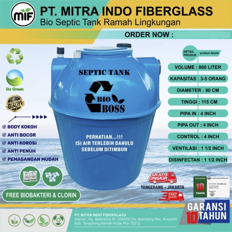 Jual septic tank 800 liter.Biotech,Biotaff,Biofil,Biotank,Bioboss ...