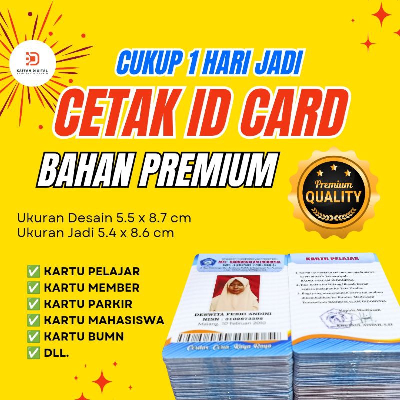 Jual CETAK ID CARD ASN - CETAK ID CARD 2 SISI - CETAK KARTU MAHASISWA ...