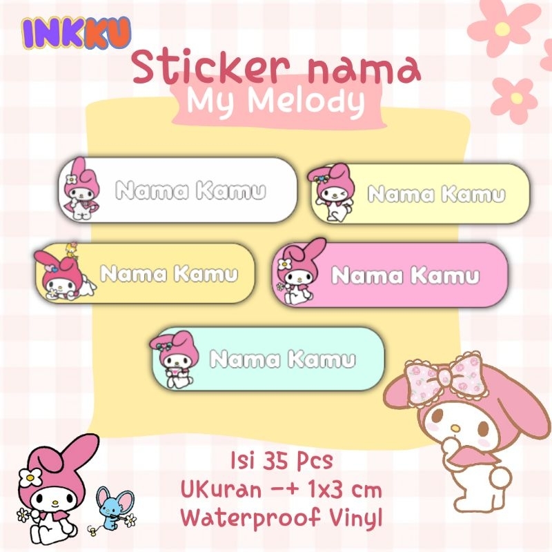 Jual Sticker nama my melody/ label nama my melody/sticker sanrio ...