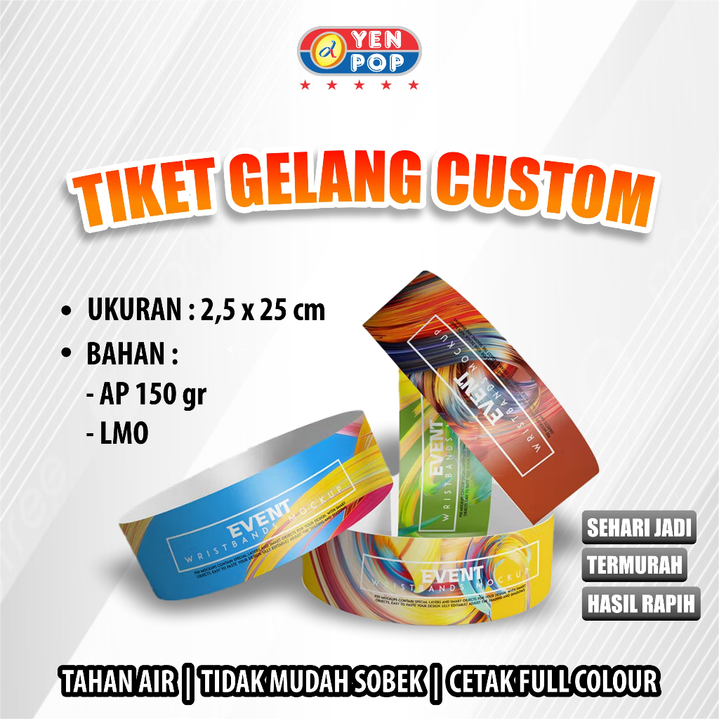 Jual CUSTOM GELANG TIKET / GELANG KONSER CUSTOM FULL COLOR PREMIUM ...