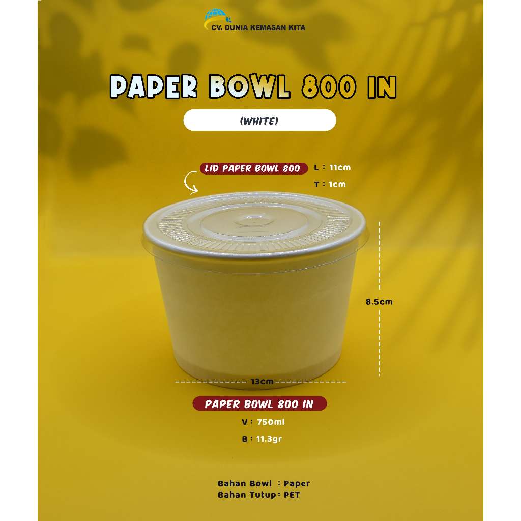 Jual Paper Bowl 800 TP KRAFT COKLAT POLOS (1 DOZ / 500 pcs) - Mangkok ...