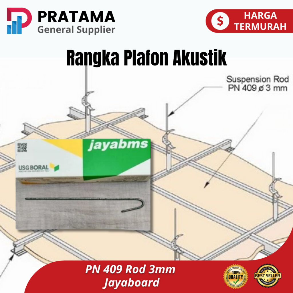 Jual Rod Plafon Rangka Plafon Akustik Ukuran 2.4 Meter PN 409 Rod 3mm ...