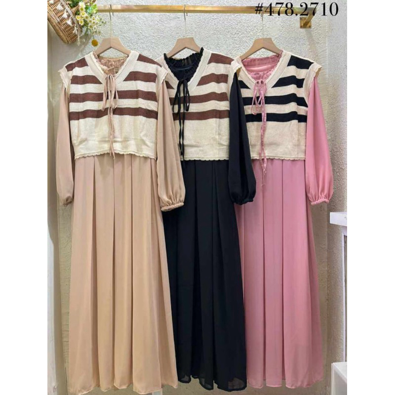 Jual Intan dress gamis vest gamis korean stlye gamis vest kekinian ...