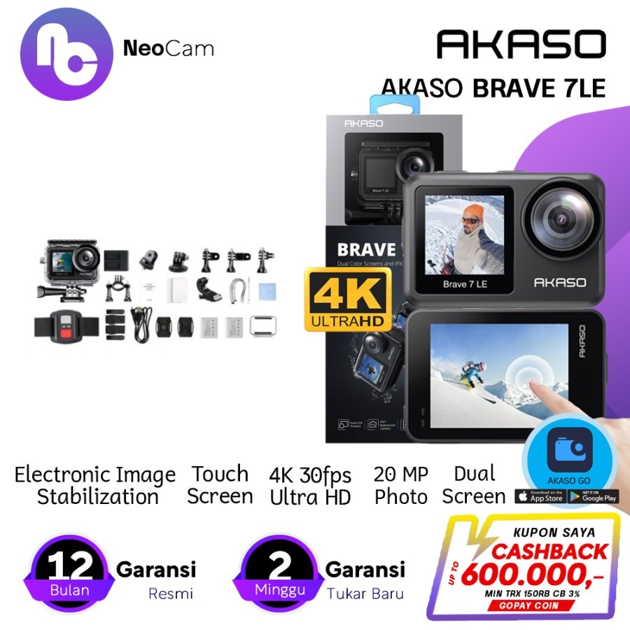 Jual AKASO Brave 7 LE 4K 30FPS Action Camera | Shopee Indonesia