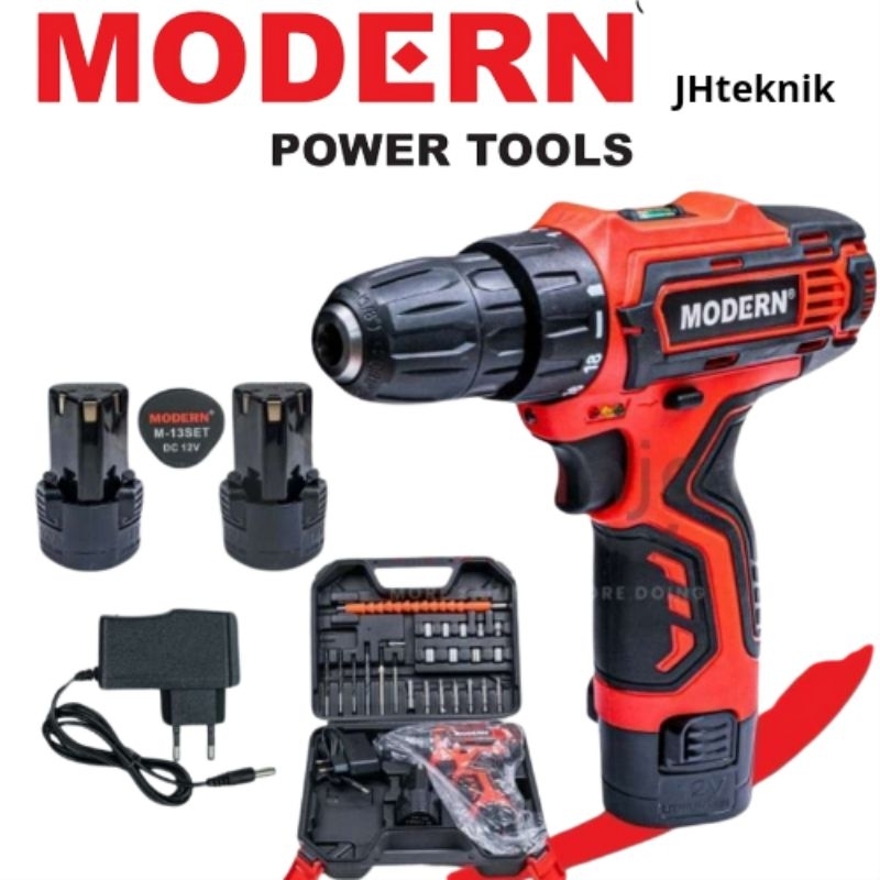 Jual JHTeknik Mesin Bor Cordless Baterai 12V MODERN M-13Set/Mesin Bor ...