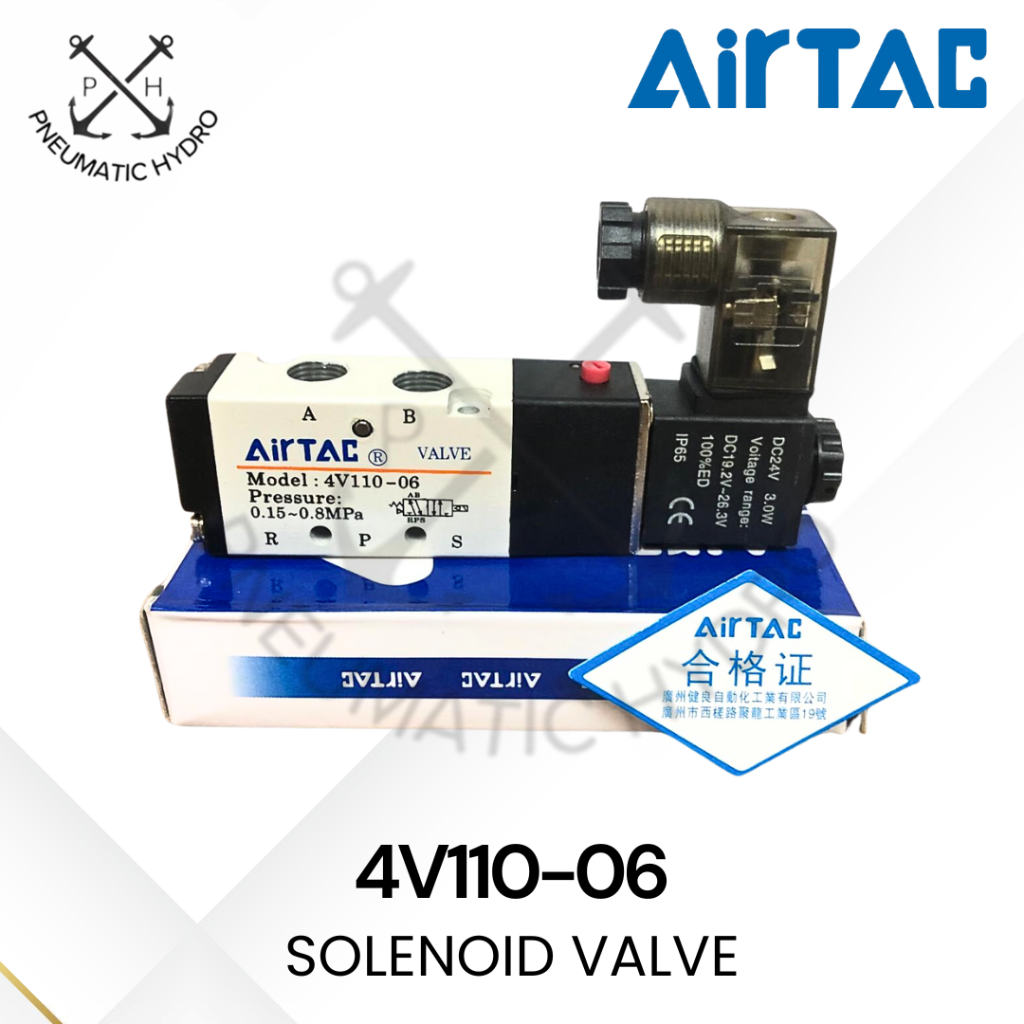 Jual SOLENOID VALVE PNEUMATIC AIRTAC 4V110-06 MODEL COIL SOKET & KABEL ...