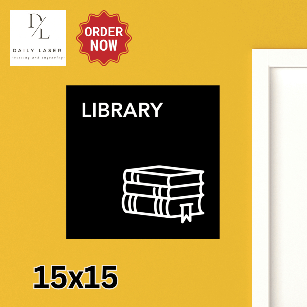 Jual SIGNAGE LIBRARY / LIBRARY ROOM 15 x 15 CM SIGNBOARD COSTUM TULISAN ...