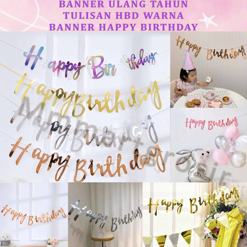 Jual Banner Ulang Tahun / Tulisan HBD Warna / Hiasan Banner Happy ...