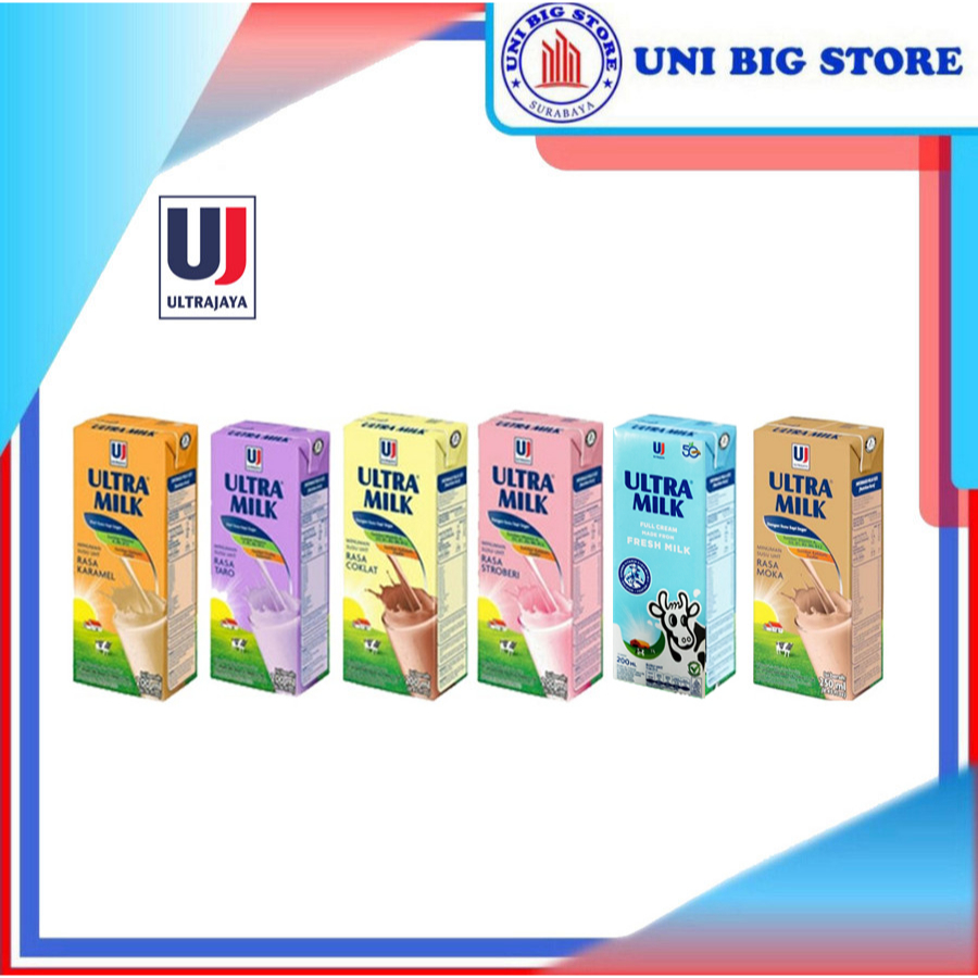 Jual Susu Ultra Milk UHT 200 ml Full cream - Taro - Strawberry - Coklat ...