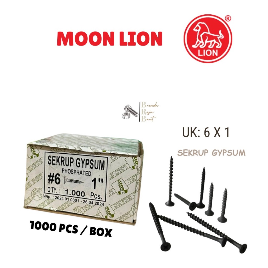 Jual SKRUP GYPSUM MOON LION 6x1" / Sekrup Gypsum Baja Ringan / Baut ...