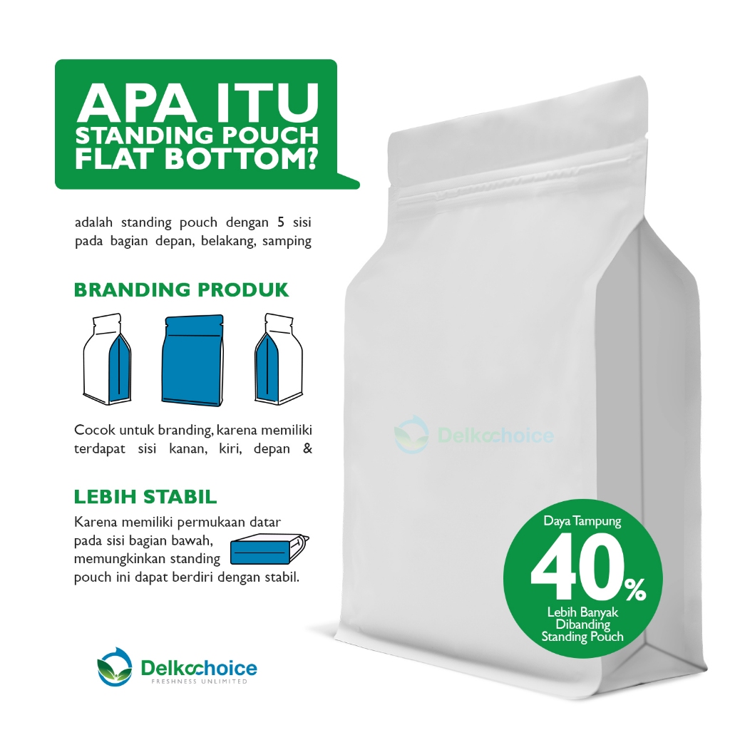 Jual TERMURAH! STANDING POUCH KEMASAN FLAT BOTTOM WHITE 18X28 POLOS ...