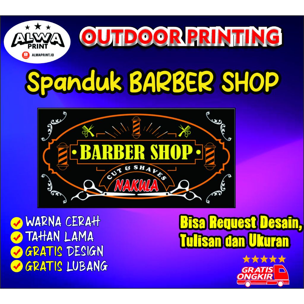 Jual Spanduk Banner Barbershop Pangkas Rambut Desain gratis Cepat Murah ...
