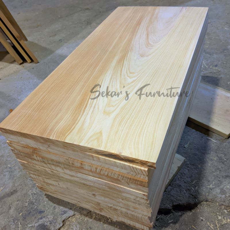 Jual papan kayu pinus lebar bahan top meja atau rak dinding | Shopee ...