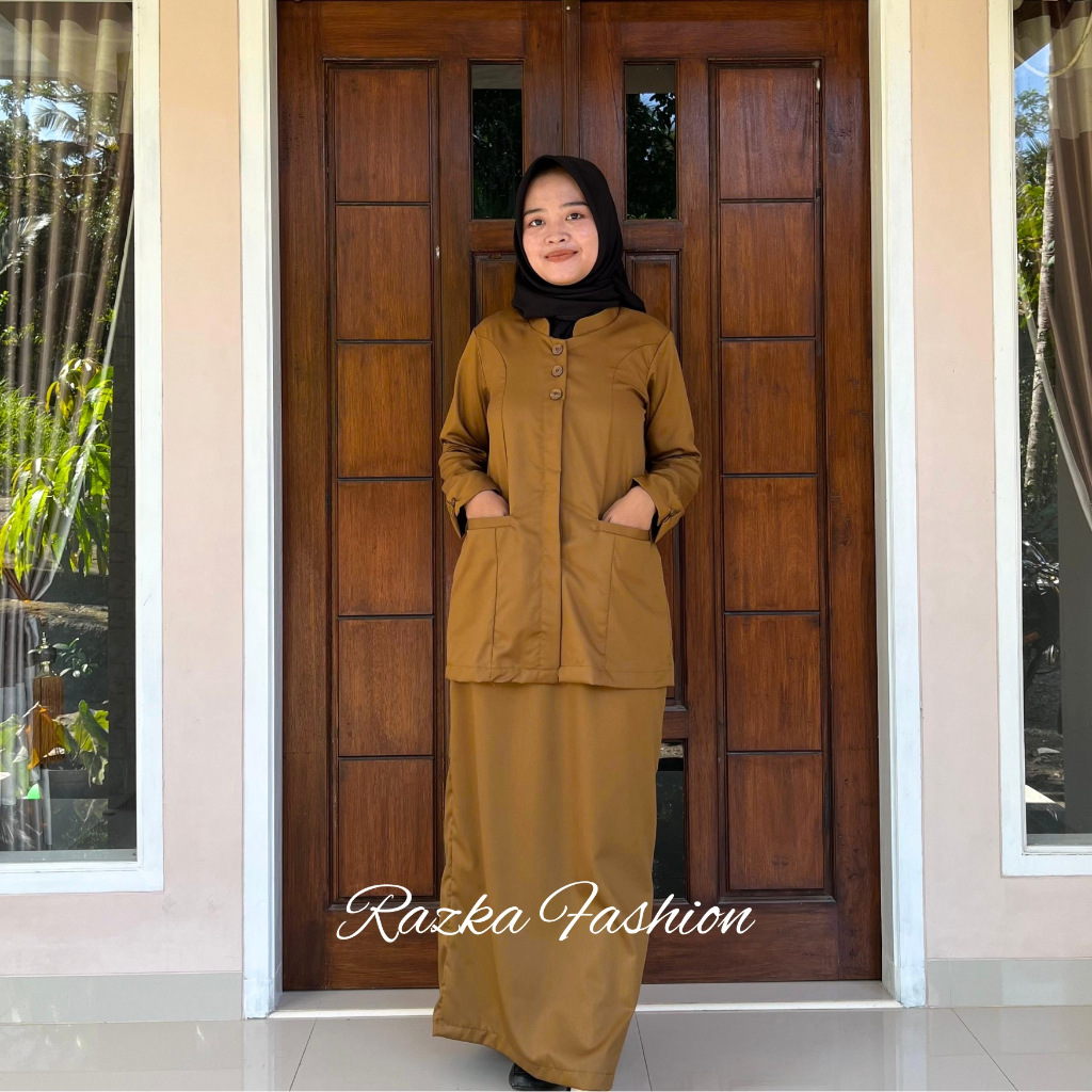 Jual Setelan Seragam Dinas PNS/P3K Pemda Wanita Khaki Tua Model Saku Bawah Terbaru 2025 | Shopee ...