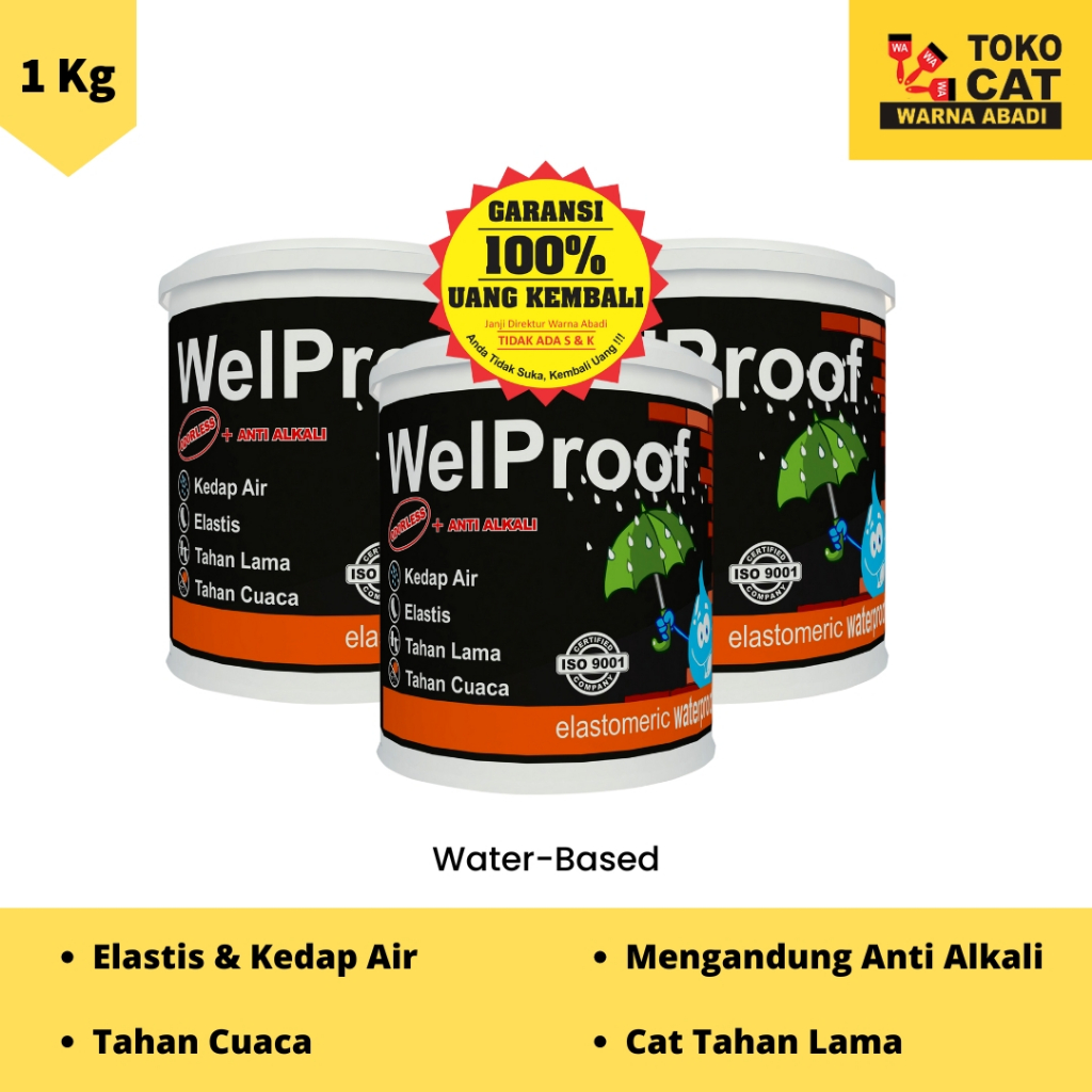 Jual CAT WATERPROOFING WELPROOF 1 KG - CAT ANTI BOCOR | Shopee Indonesia