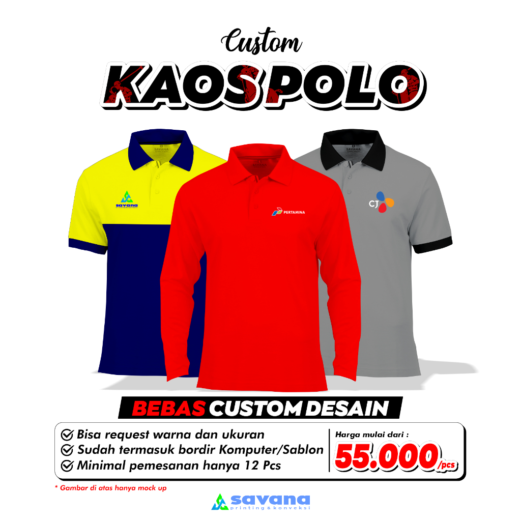 Jual Kaos kerah polo shirt custom / kaos kerah custom bordir (minimal ...