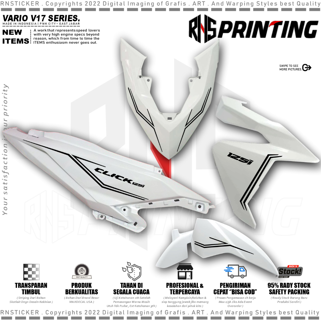 Jual V17 Cutting Sticker Striping Click 125-150 Vario Led Old 2015-2017 Striping Variasi Click ...