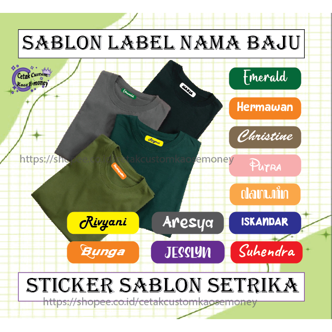 Jual LABEL SERAGAM SEKOLAH CUSTOM NAMA LABEL STIKER KAOS SABLON SETRIKA ...