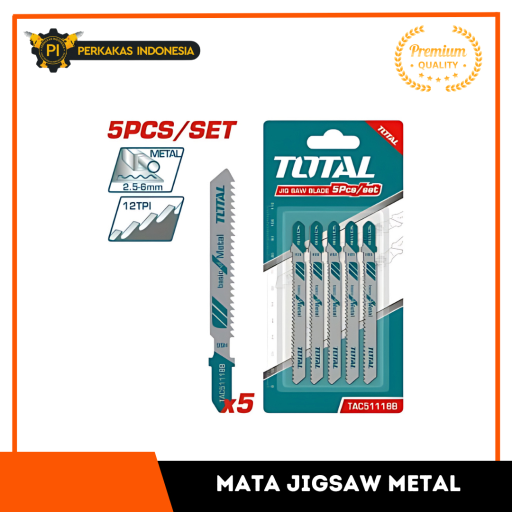 Jual Mata Jigsaw Besi SET 5 Pcs TOTAL TAC51118B Metal JIG Saw Blade ...