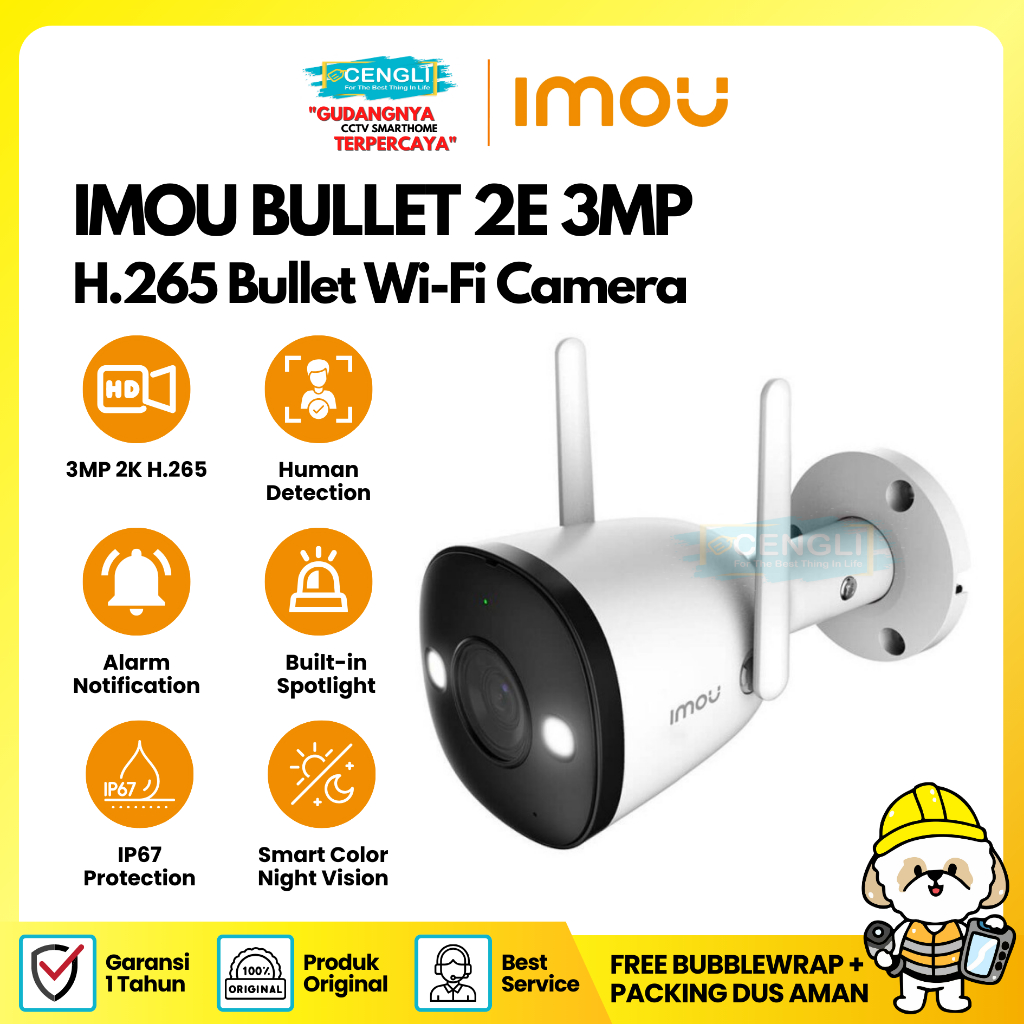 Jual IP Camera Outdoor Imou Bullet 2E 3MP 2K Smart Wifi Color Built-in ...