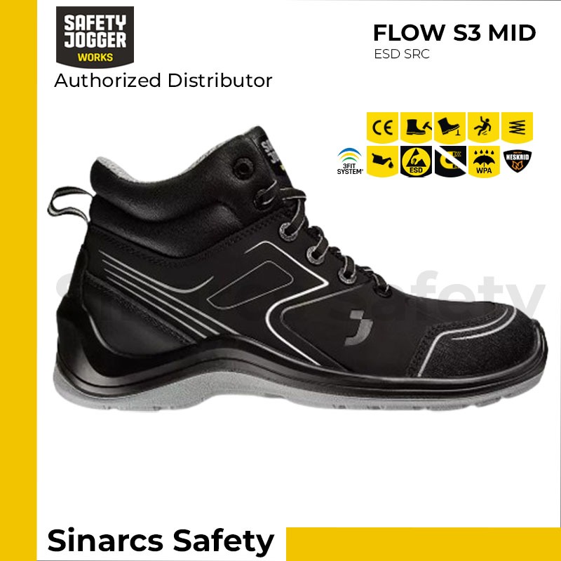 Jual Sepatu Safety Jogger FLOW S3 Mid - Black / Hitam | Shopee Indonesia