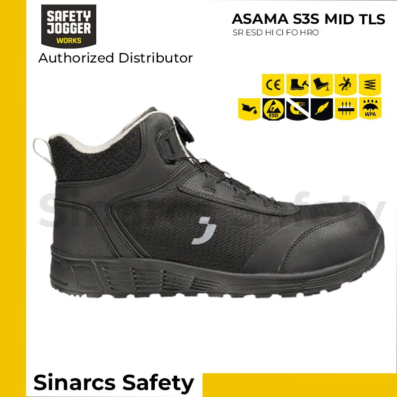 Jual Sepatu Safety Jogger ASAMA S3S Mid TLS - Black / Hitam | Shopee Indonesia