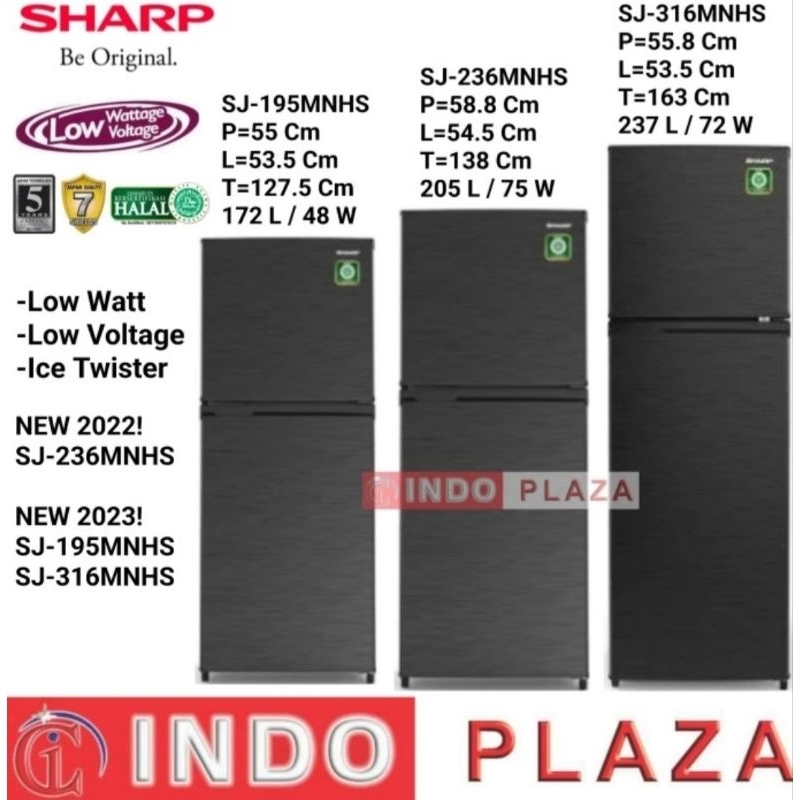 Jual KULKAS SHARP 2 PINTU SJ-195MNHS / SJ-236MNHS / SJ-316MNHS (MEDAN ...