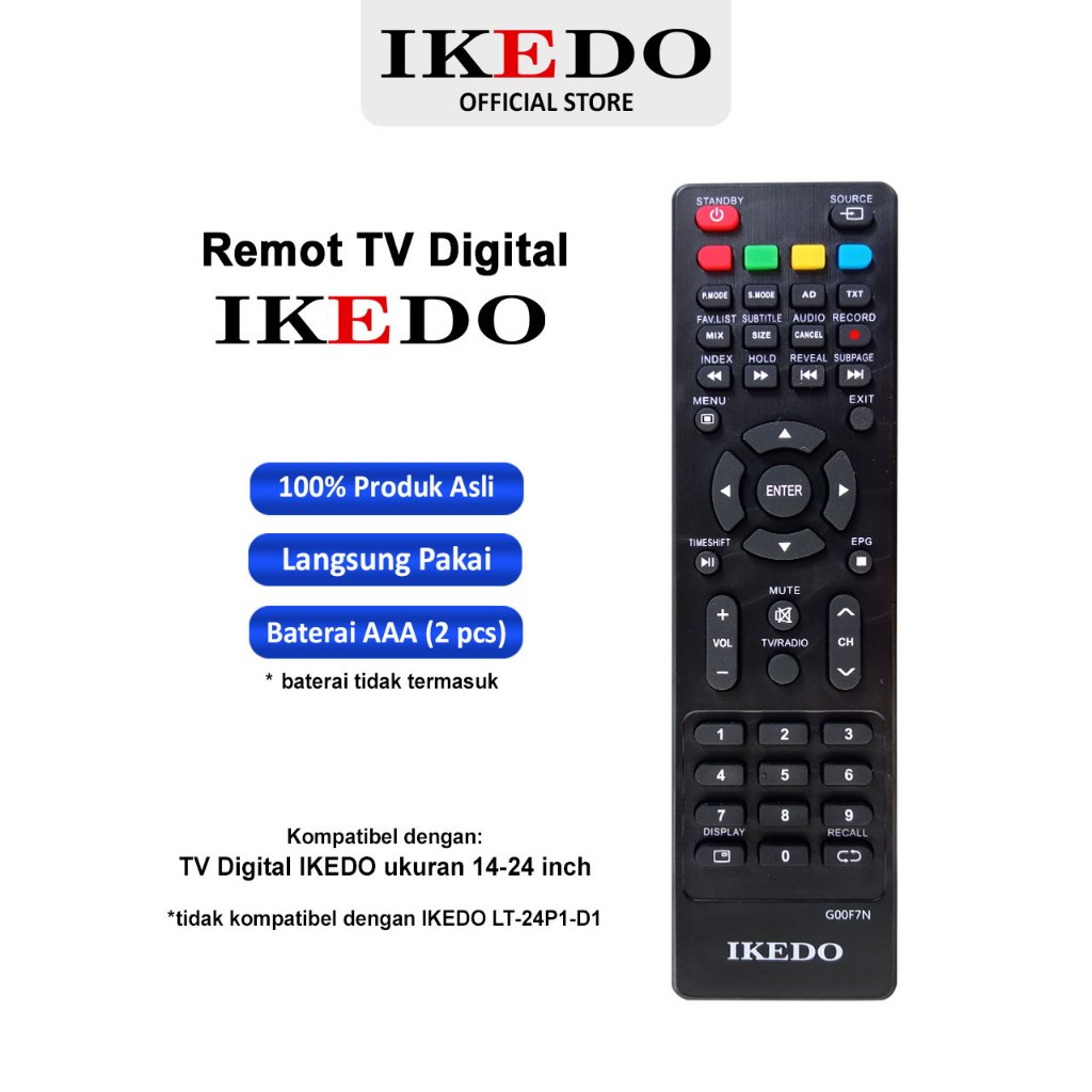 Jual Remote TV Digital Merk IKEDO 14-24 INCH | Shopee Indonesia