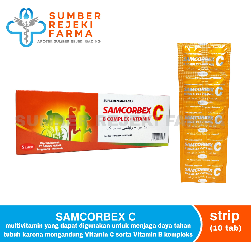 Jual Samcorbex Strip Isi 10 Tablet - Vitamin C | B Complex | B12 B1 ...