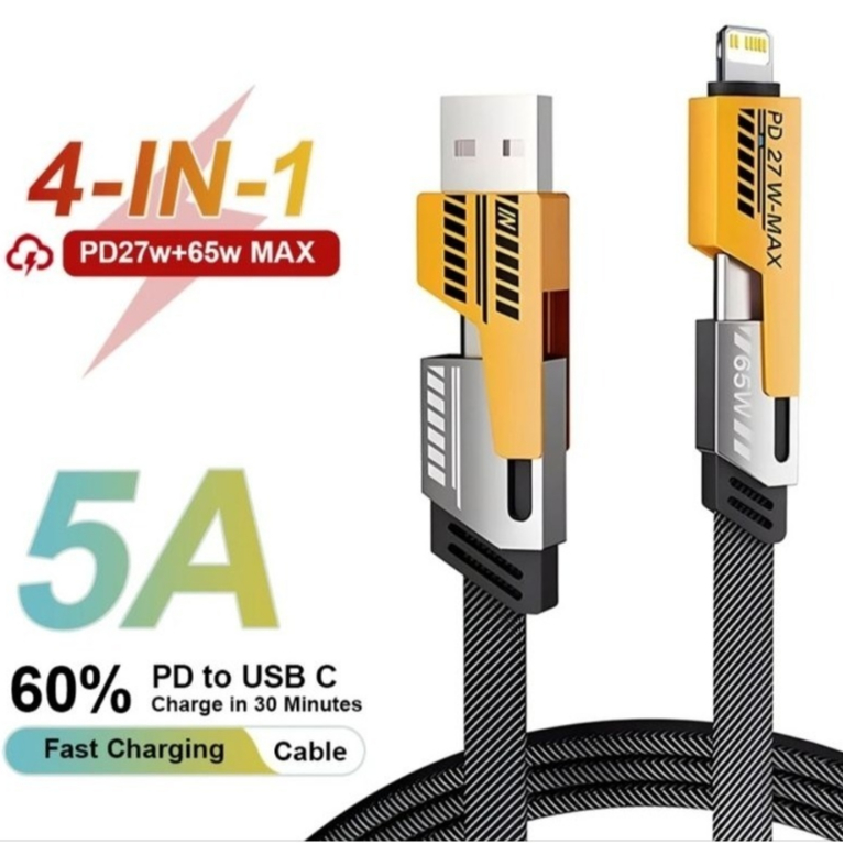 Jual Kabel Data 4 IN 1 Support Fast Charging 65W Max USB To Type C Multi Fungsi , C To C, IOS ...
