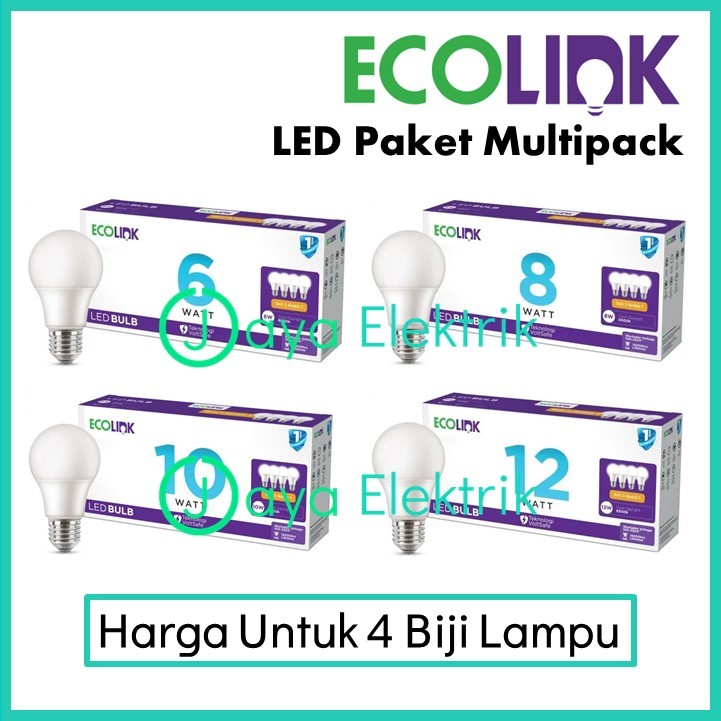 Jual ECOLINK LED Multipack 5W 7W 9W 11W Putih - Lampu Bohlam Paket 5 7 ...
