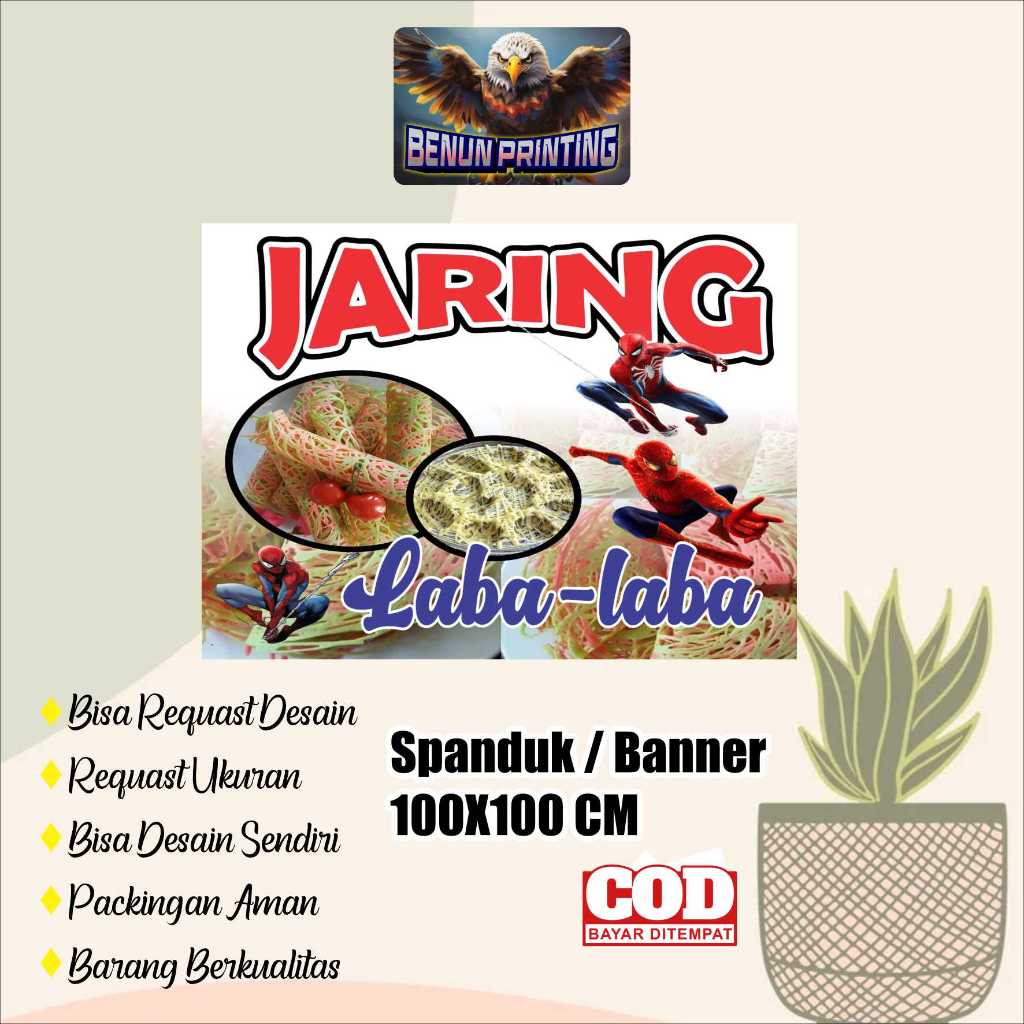 Jual Spanduk Banner 100X100 Cm Jaring Laba Laba Bisa Request Desain ...