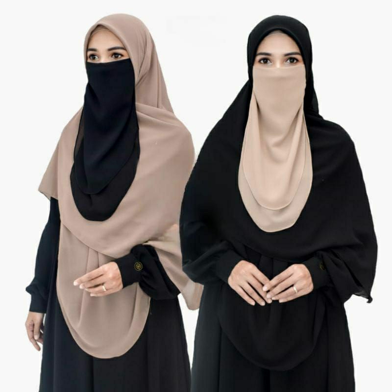 Jual NIQAB TALI CERUTY BABYDOLL CADAR DUA LAYER TANPA JAHITAN BAWAH MATA | Shopee Indonesia