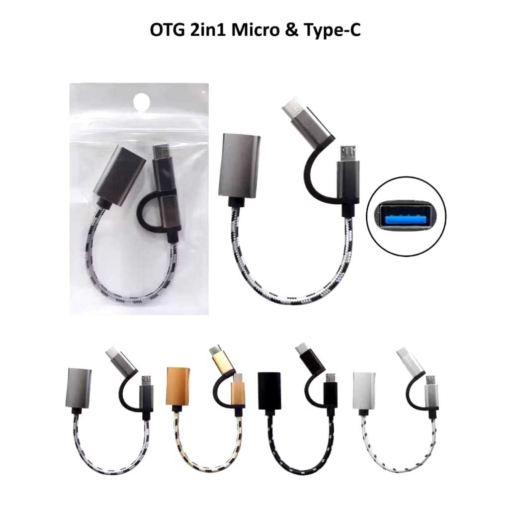 Jual Kabel OTG 2 in 1 Type C / Micro otg Multifungsi Bahan Besi Hight ...