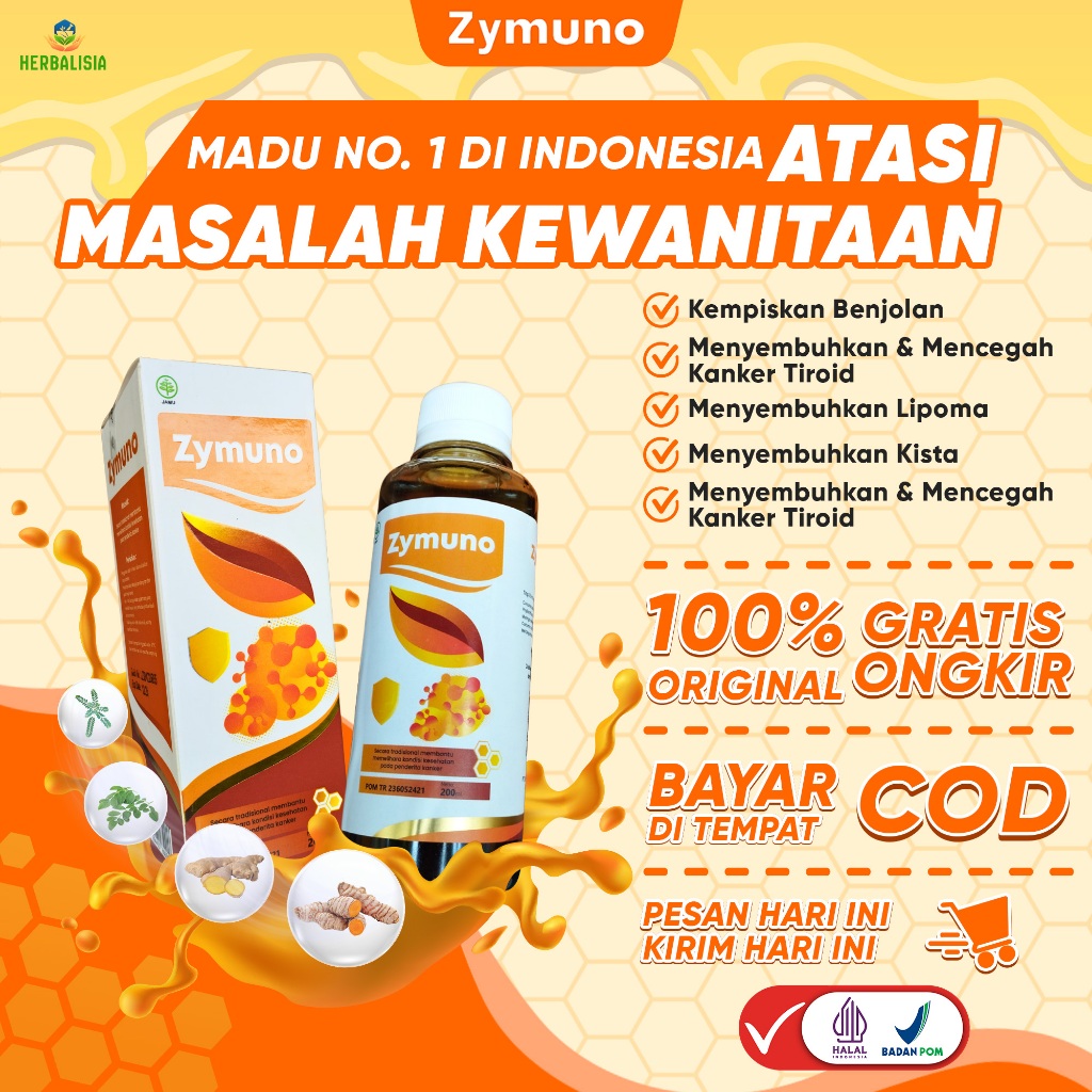 Jual Zymuno Madu Herbal 100% Original 1 Botol Bantu Atasi Benjolan ...