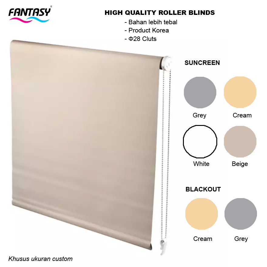 Jual Fantasy Custom Roller Blind Indoor Roller Blinds Tirai Jendela Blackout Dimout Sunscreen ...