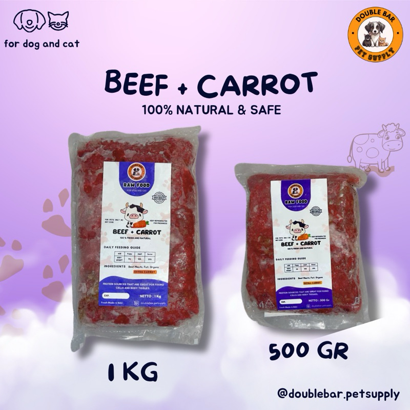 Jual RAW FOOD BEEF & CARROT // Double Bar Pet Supply // Makanan Sapi ...