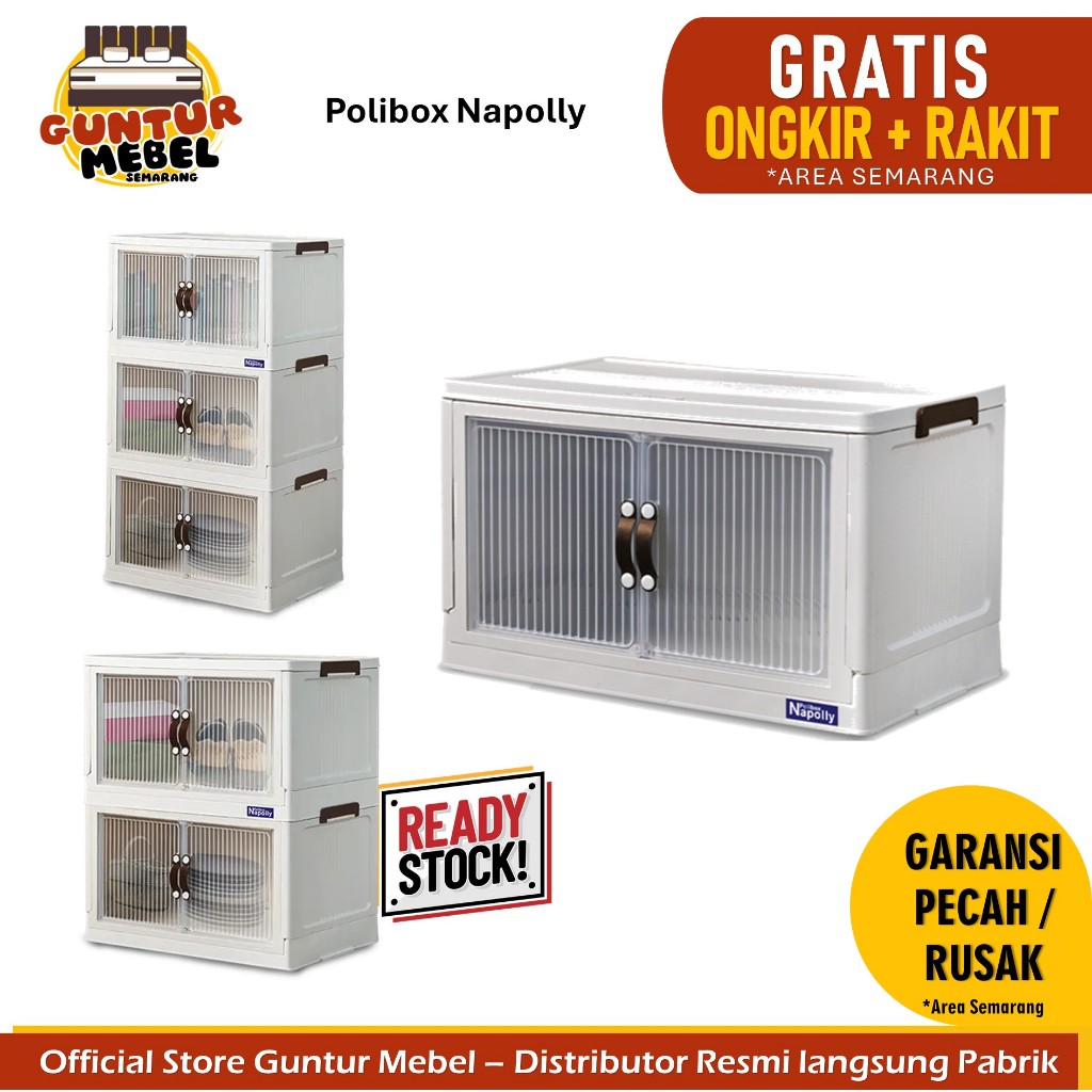 Jual Rak Container serbaguna 1 2 3 4 5 susun polibox napolly 146 246 ...
