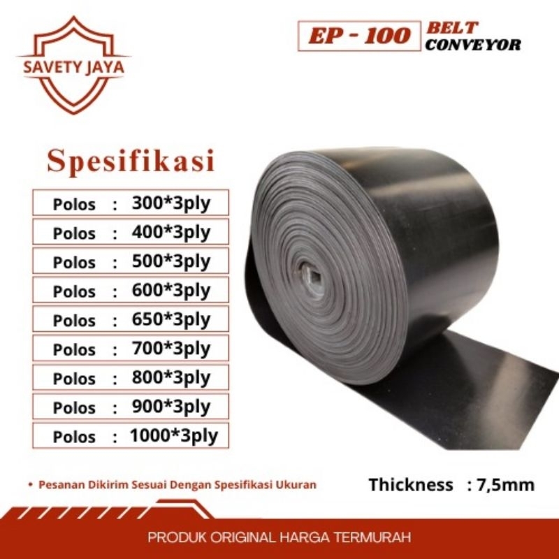 Jual Conveyor Belt Polos EP 100 Size 3 Ply Rubber Belt30cm 40cm 50cm ...