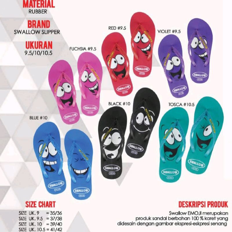 Jual Sandal Grosir Swallow Emoji ( 6 pasang ) ( tidak jual satuan ...