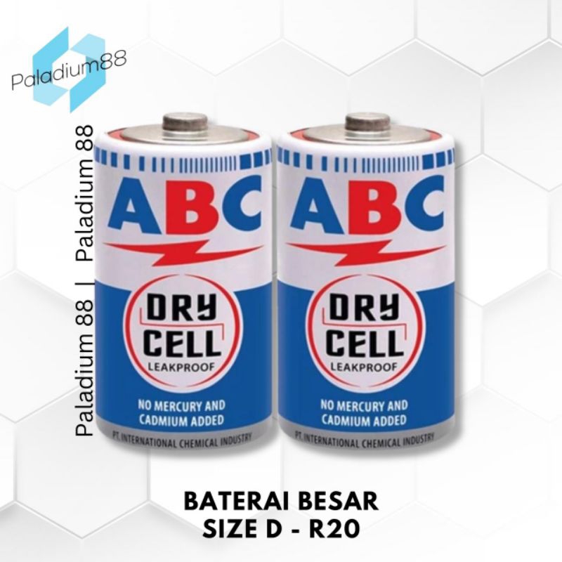 Jual Baterai ABC Biru BESAR Size D - R20 (1 biji) | Shopee Indonesia