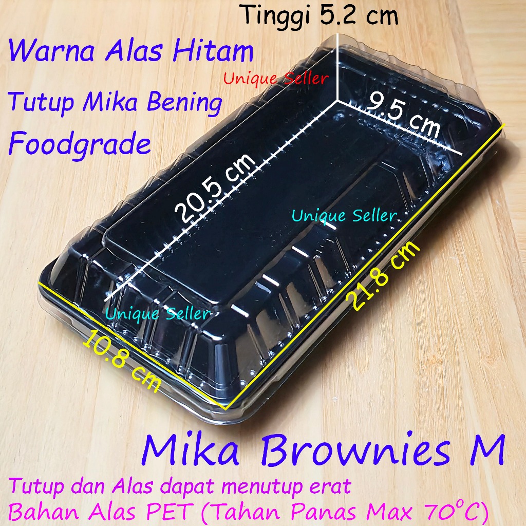 Jual [Isi50] Mika Brownies M Sedang Medium Tanggung LUX Alas+Tutup / Tray Mika Brownies Tanggung ...